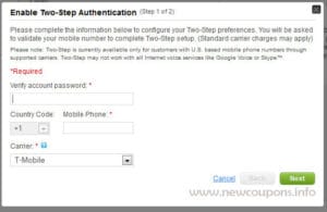 GoDaddy Two Step Authentication