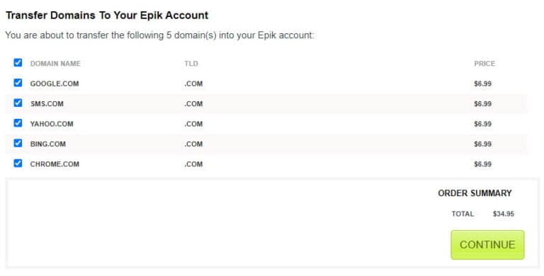 Epik - Transfer Unlimited .COM Domains For $6.99 Each
