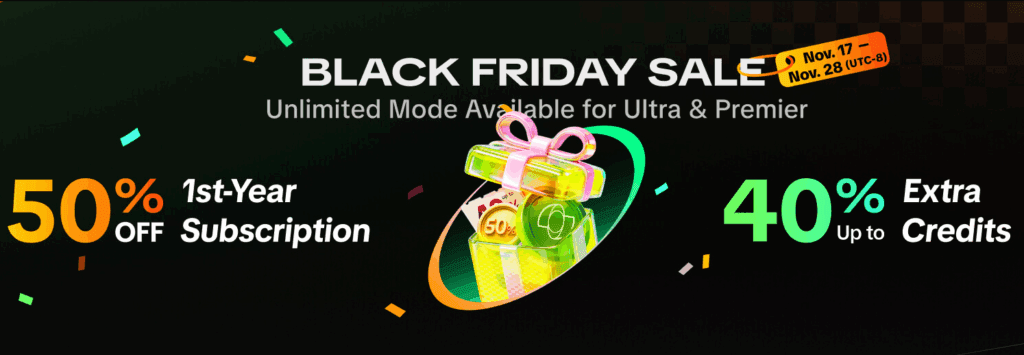 Kling AI Black Friday 2025: Get 50% Off + 40% Bonus Credits